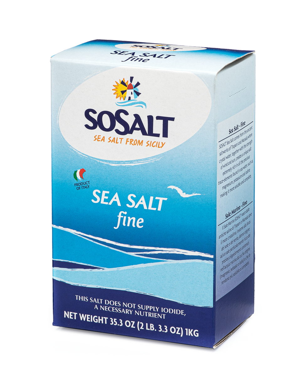 SoSalt, Fine Natural Sea Salt, 1 kg (35.3 oz), SoSalt, Sicilian Sea Sa ...