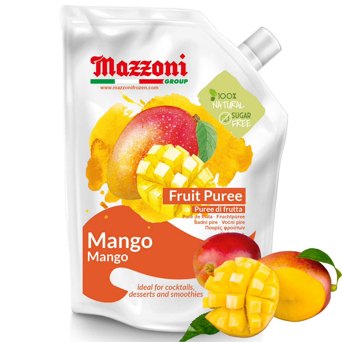 Mazzoni, Mango Puree, 100% Pure Mango, Just Fruit, No Sugar Added, 2.2 ...