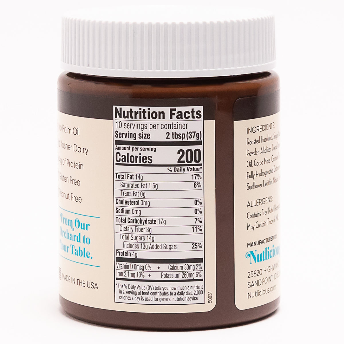 Nutlicious, Hazelnut Dark Cocoa Spread (13 oz) – Manzo Food Sales