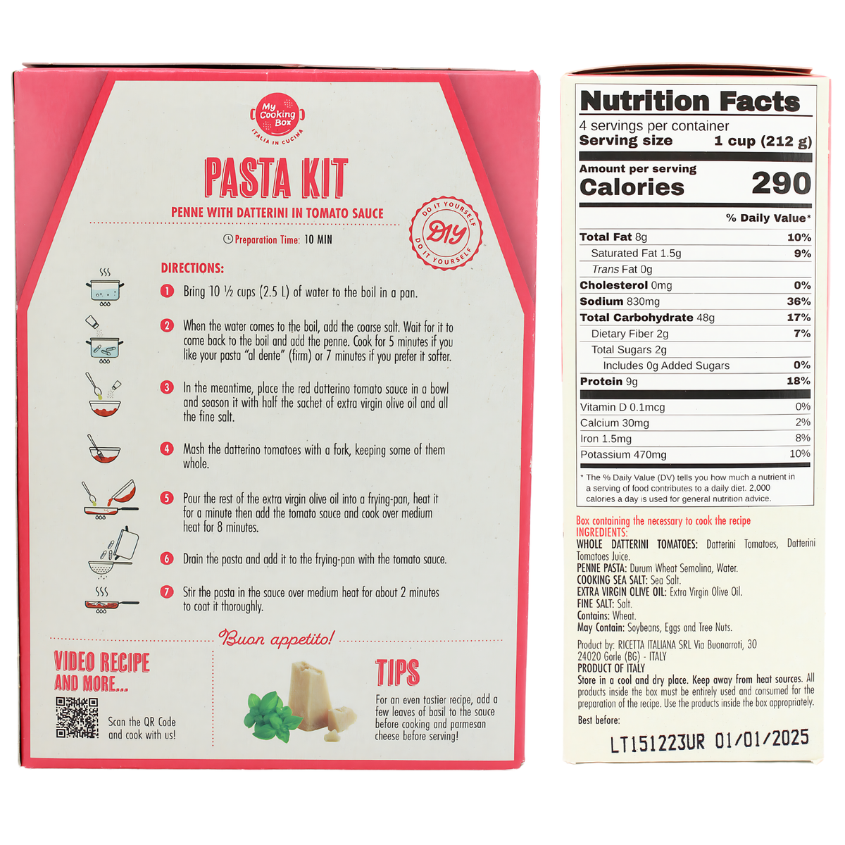 Gourmet Italian Pasta Dinner Kit – Penne with Tomato Sauce, 24.7 oz (6 ...
