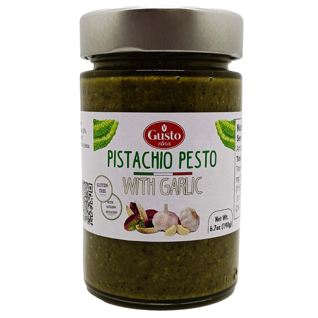 Gusto ETNA Pistachio Pesto with Garlic - 6.7 oz (190 g), Salty Pistach ...